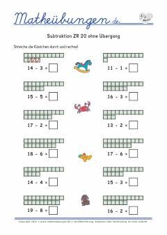 Addieren und subtrahieren bis 20 - Mathe-Übungen für die 1. Klasse ...